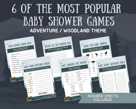 Woodland Theme Baby Shower Games Adventure Game Bundle - Etsy