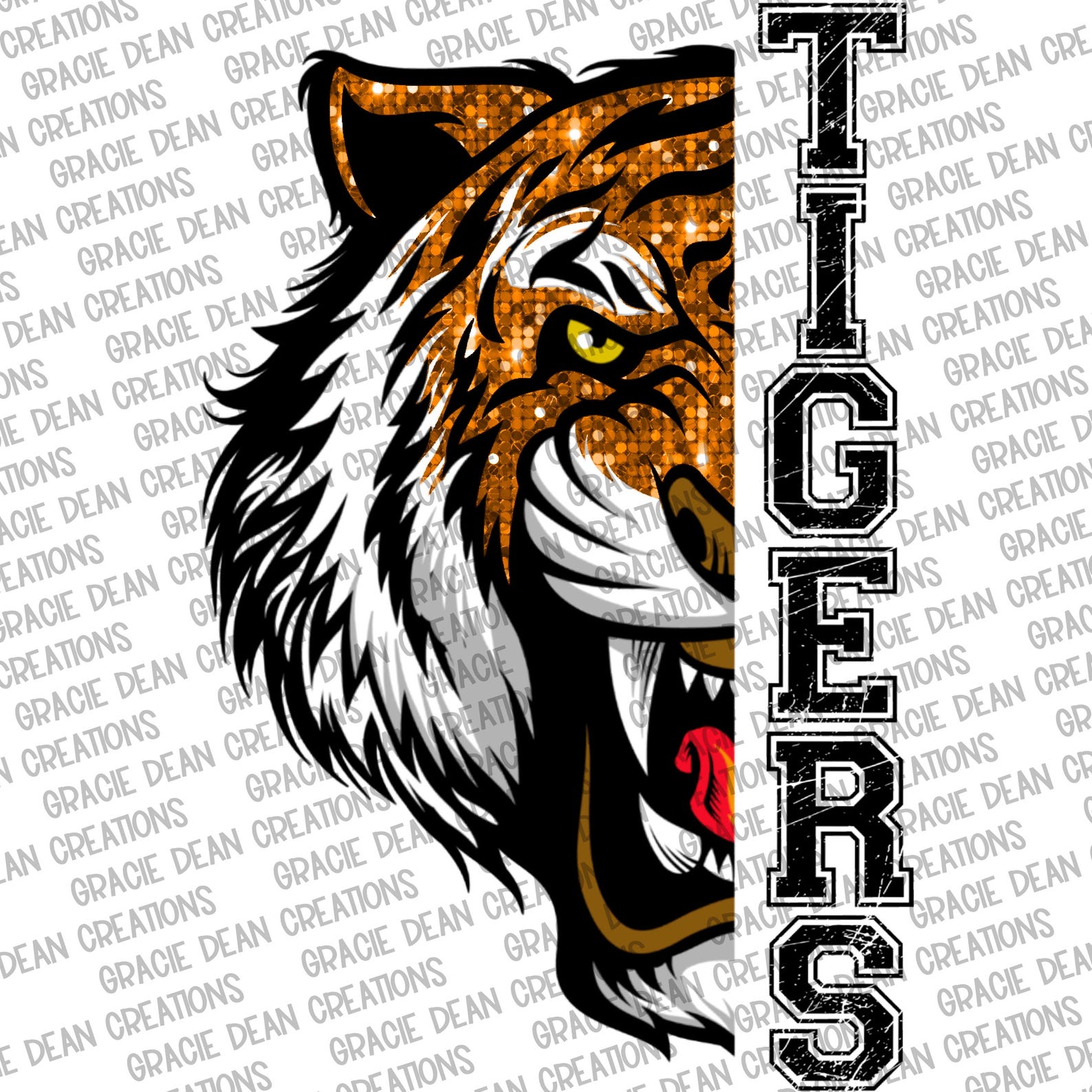 Tigers Distressed With Tiger Head Faux Sequins Digital Design - Etsy