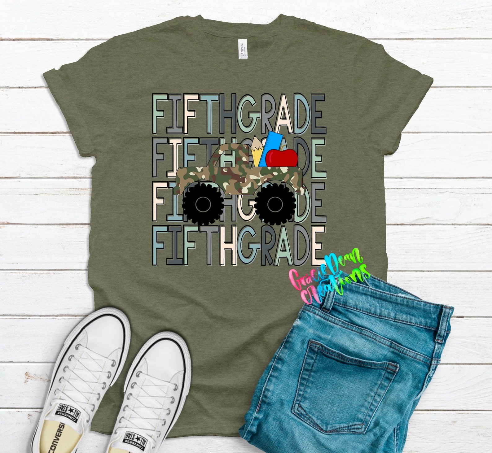 Fifth Grade Camo Monster Truck Digital Design - Etsy