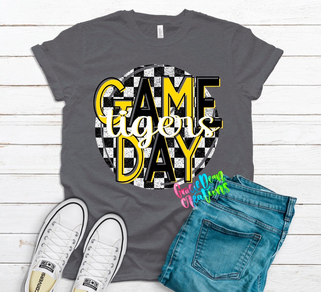 Game Day Tigers Checkered Background Digital Design - Etsy