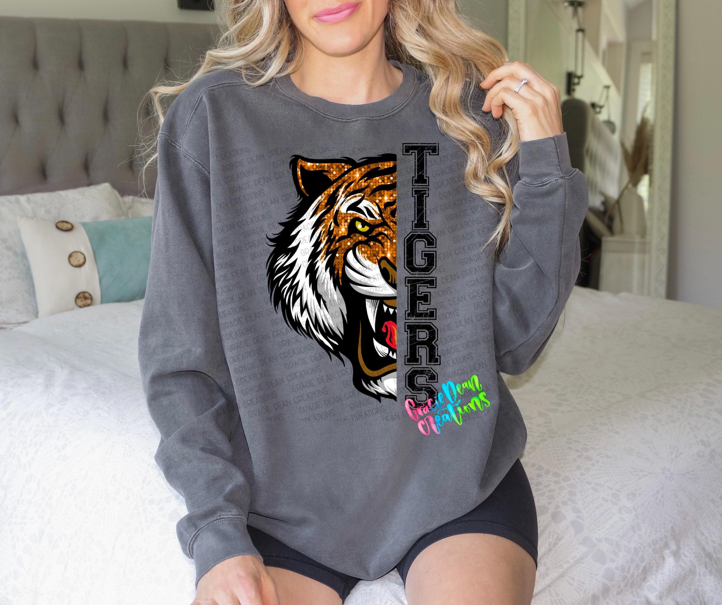 Tigers Distressed With Tiger Head Faux Sequins Digital Design - Etsy