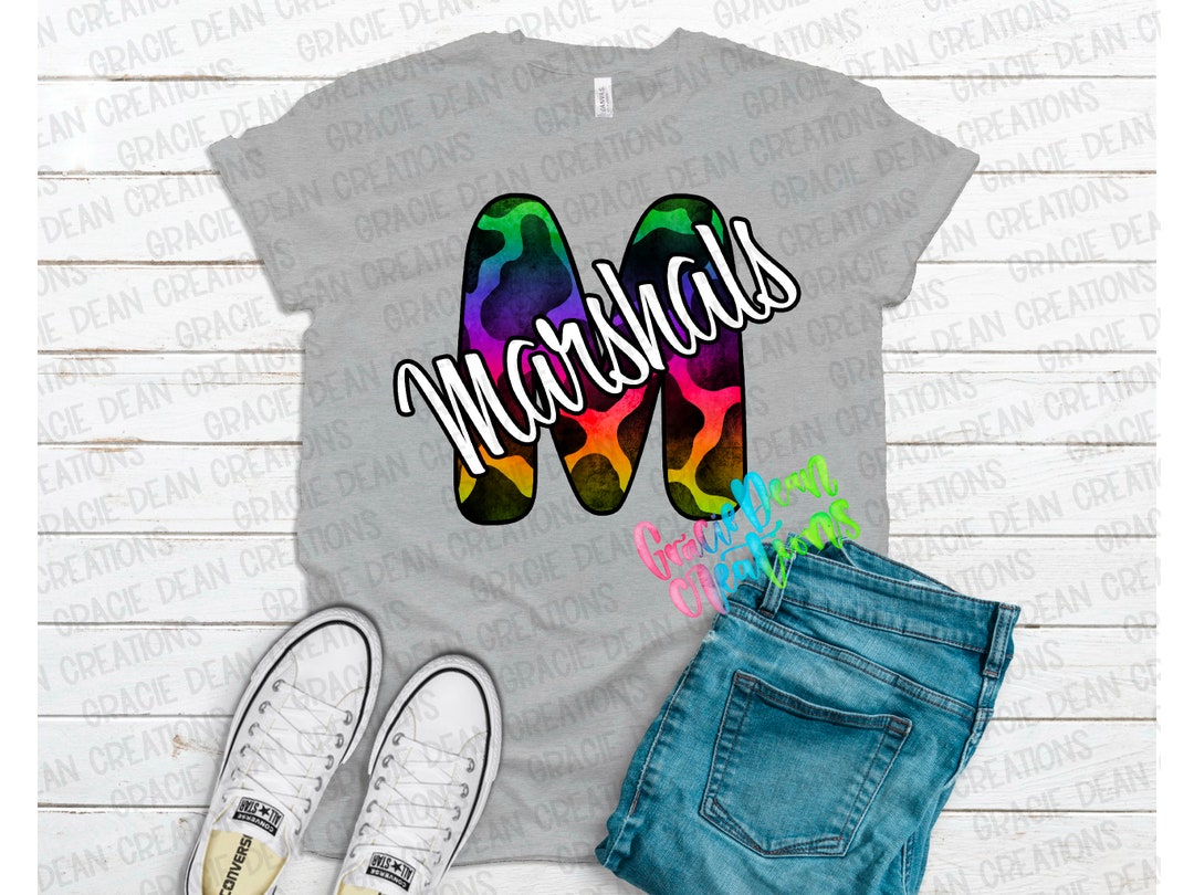 Multi Color Cow Print M Marshals School Spirit Digital Design - Etsy