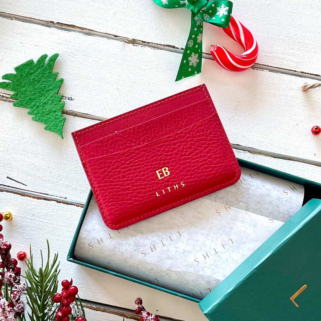 Leather Card Holder Wallet Personalized Christmas Gift for Him Her - Etsy