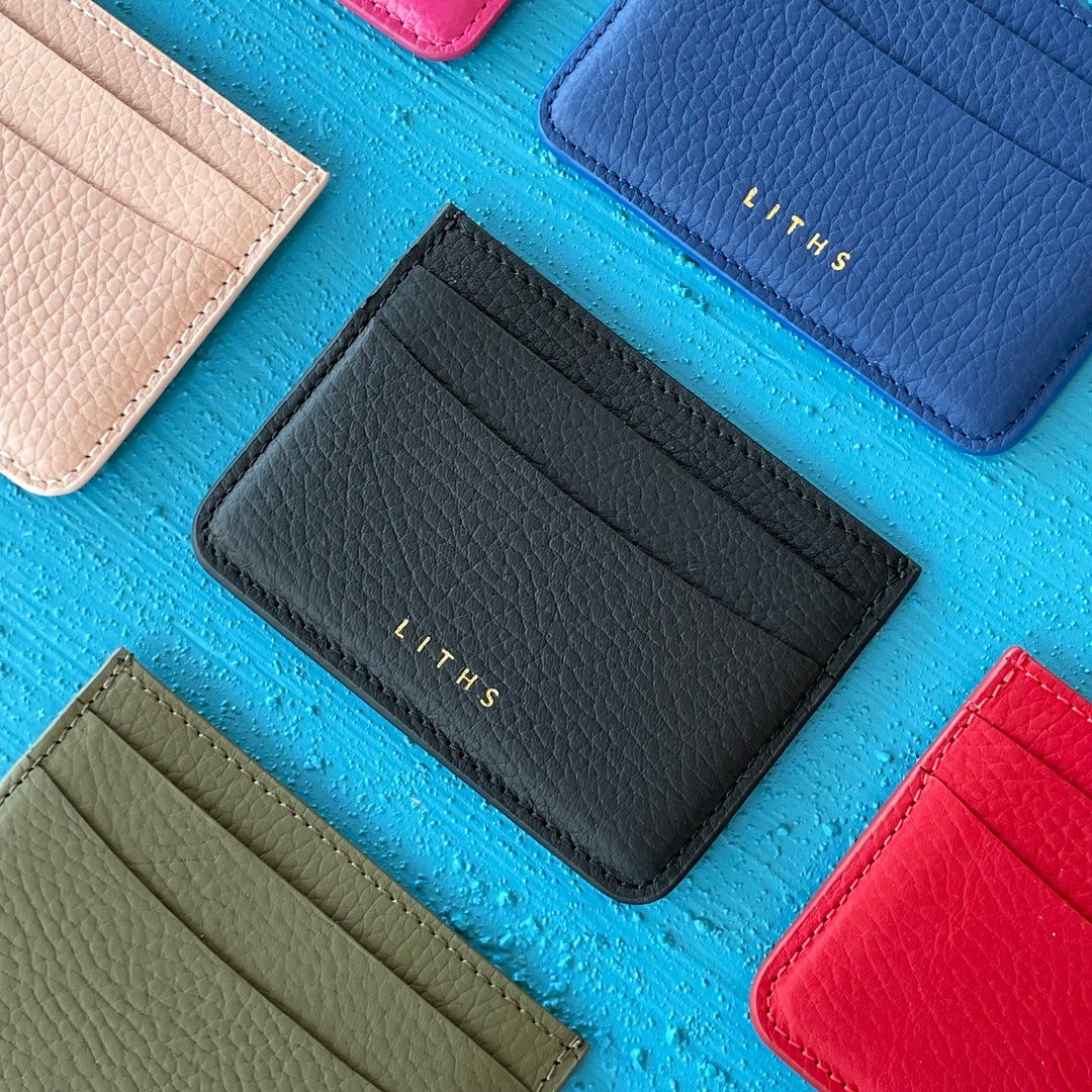 Personalized Leather Card Holder, Mens Small Credit Card Wallet ...