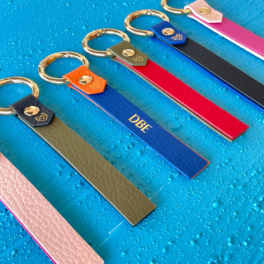 Personalized Leather Keychain Custom Keyring, Leather Key Fob Gifts for ...