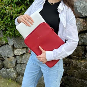 Minimalist Personalized Leather Laptop Sleeve Zipper Case Bag, MacBook ...