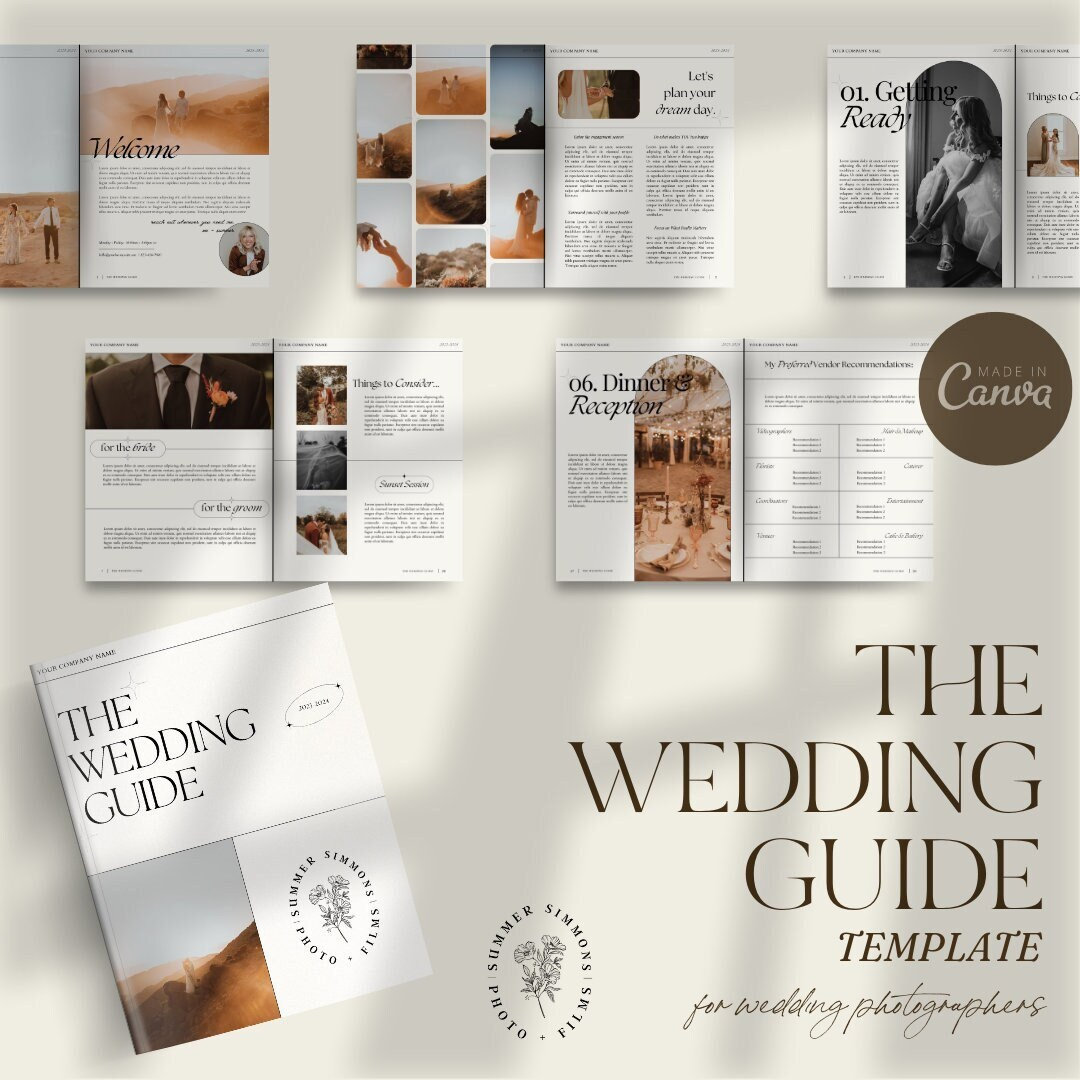 The Wedding Guide Template for Canva, Photography Wedding Client Guide ...