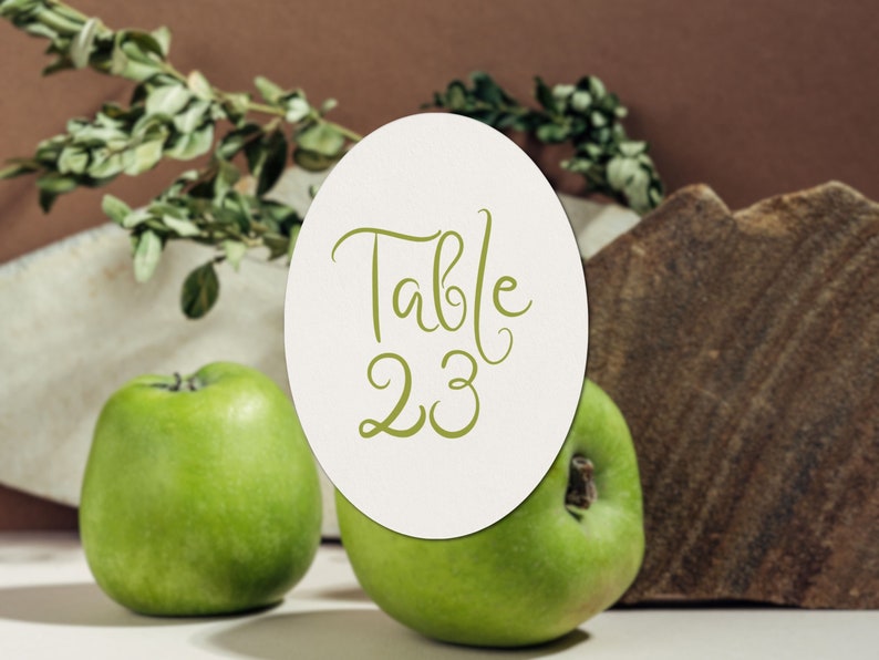 Apple Green Wedding Table Numbers, Oval Table Numbers, Quirky Wedding ...