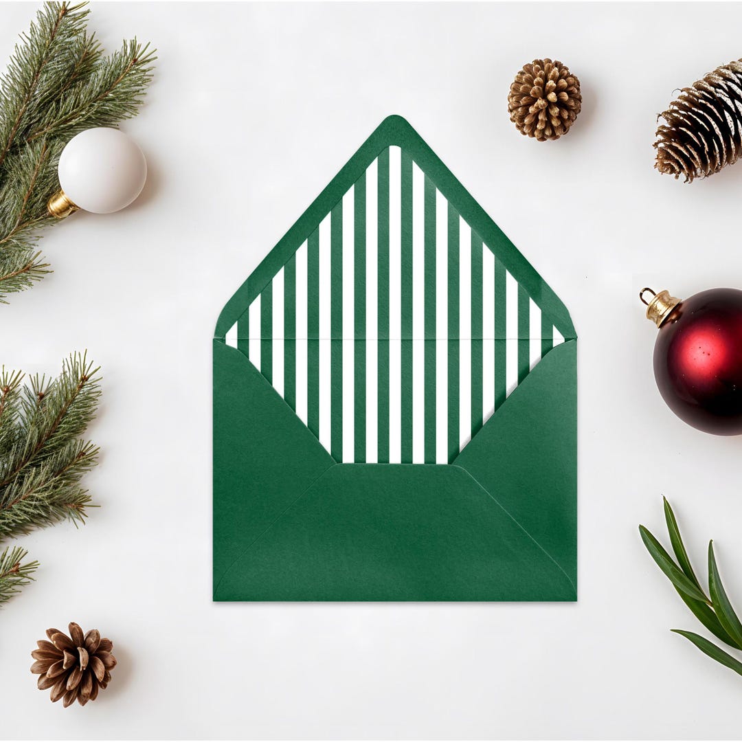 Printable Forest Green Striped Envelope Liners, Green Envelope Liners ...
