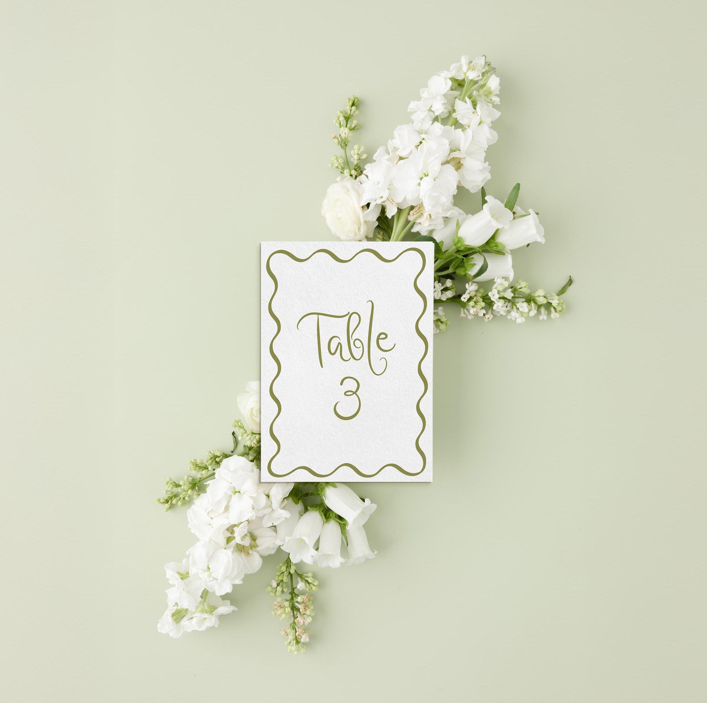 Quirky Printed Table Numbers | 5 X 7 Custom Handdrawn Whimsical Wedding ...