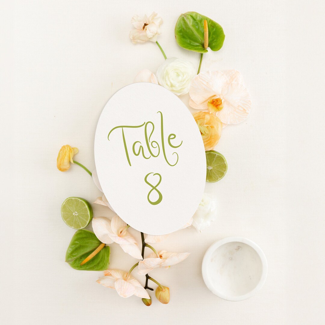 Apple Green Wedding Table Numbers, Oval Table Numbers, Quirky Wedding ...
