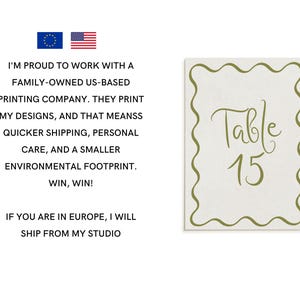 Quirky Printed Table Numbers | 5 X 7 Custom Handdrawn Whimsical Wedding ...