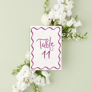 Quirky Printed Table Numbers | 5 X 7 Custom Handdrawn Whimsical Wedding ...