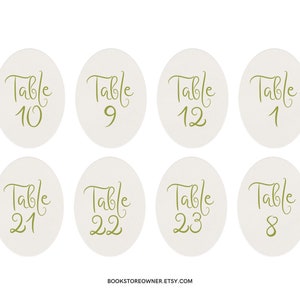 Apple Green Wedding Table Numbers, Oval Table Numbers, Quirky Wedding ...