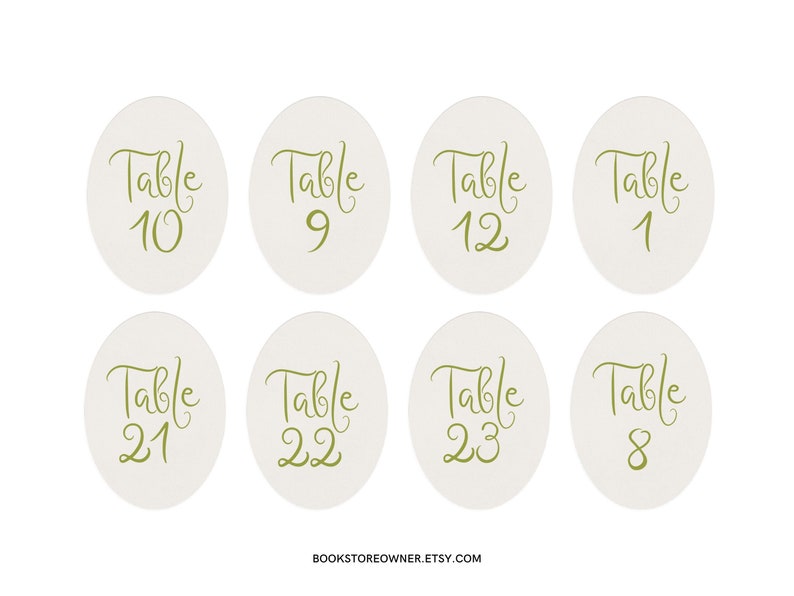 Apple Green Wedding Table Numbers, Oval Table Numbers, Quirky Wedding ...