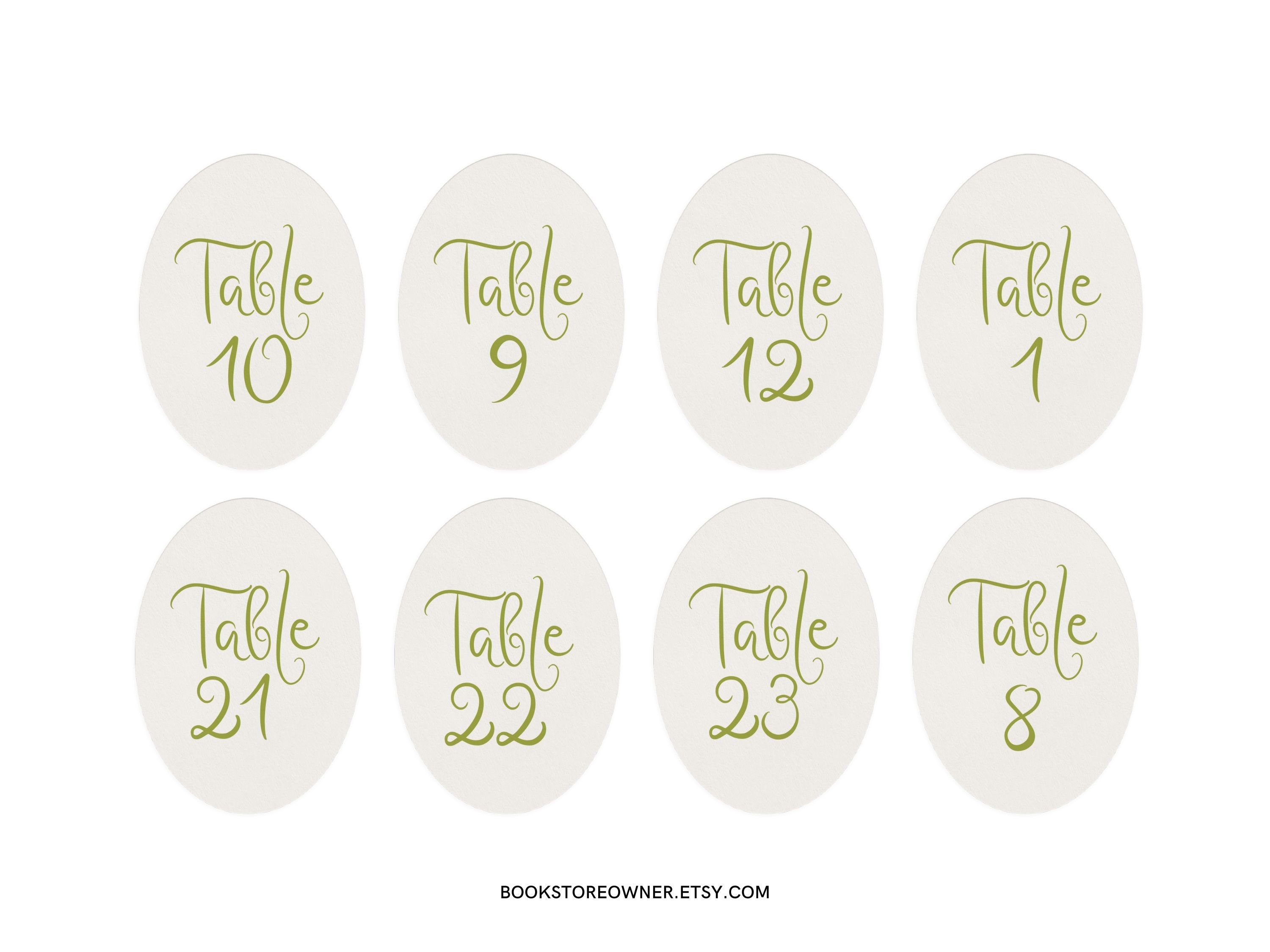 Apple Green Wedding Table Numbers, Oval Table Numbers, Quirky Wedding ...