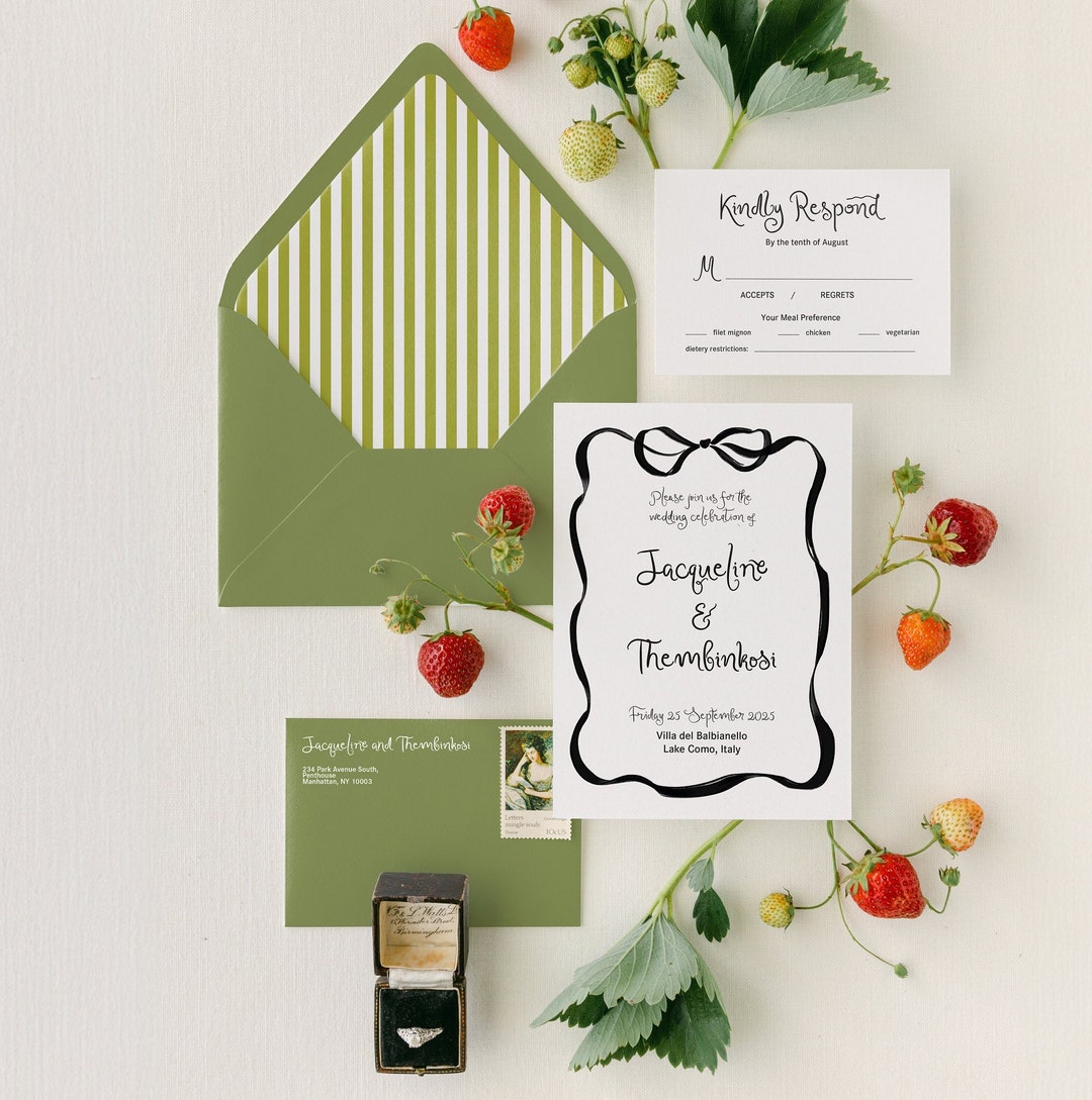 Classic Stripes A7 Wedding Envelope Liners, Timeless, Vintage Olive ...