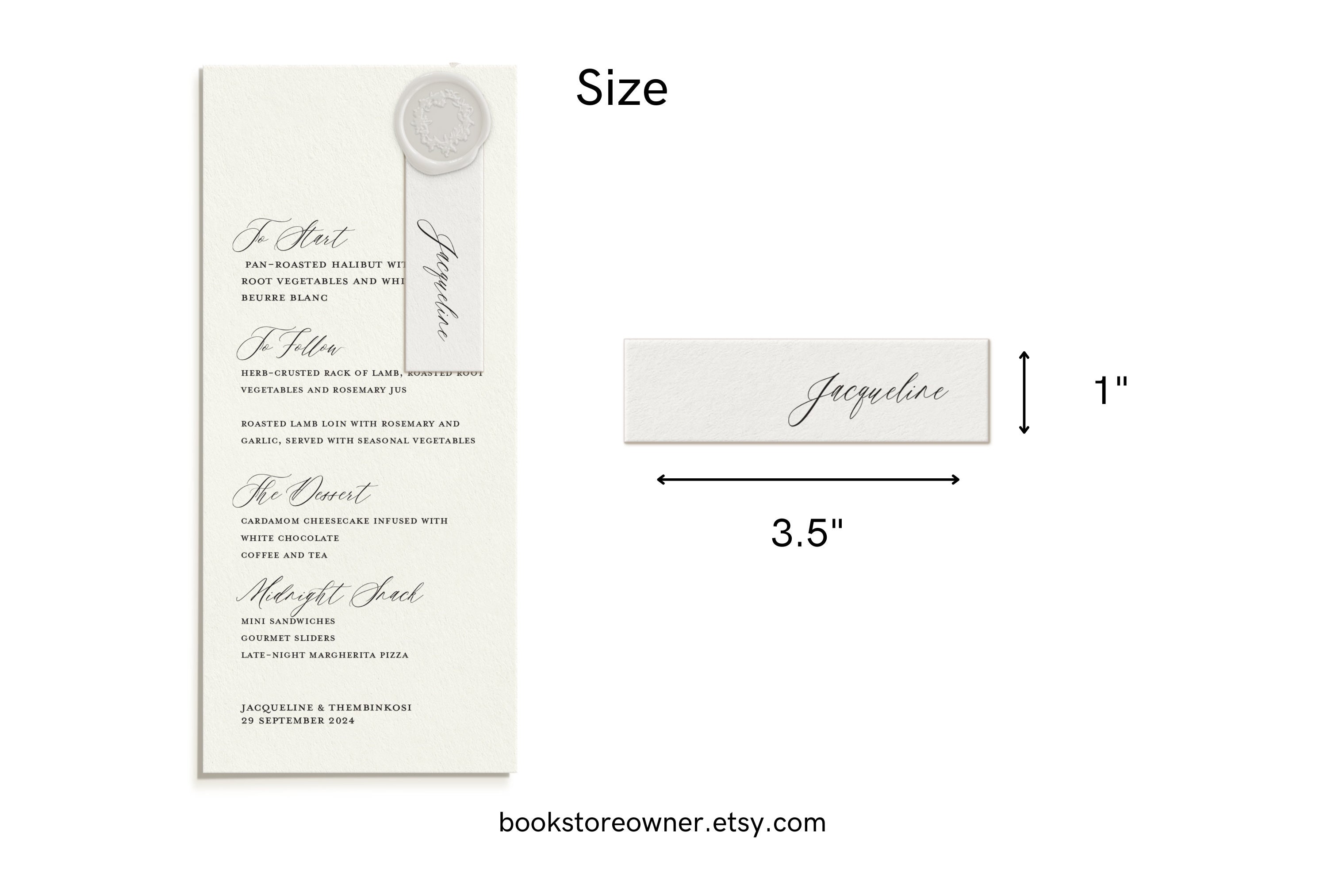 Printed Slim Placecards, 3.5x1" Personalized Wedding Name Cards ...