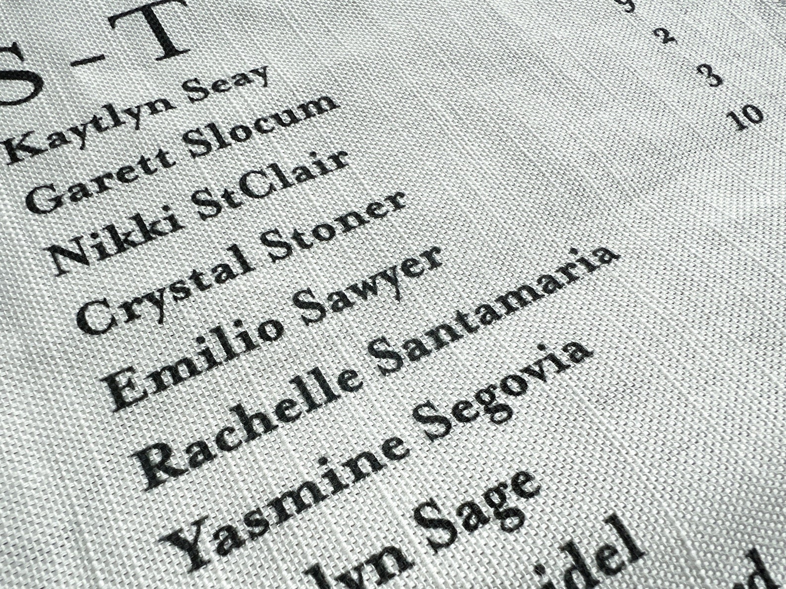 Two Linen Seating Charts | Alphabetical Seating Chart, Custom Fabric ...