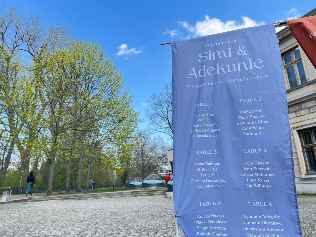 Dusty Blue Wedding Linen Seating Chart Custom Linen Sign for Wedding ...