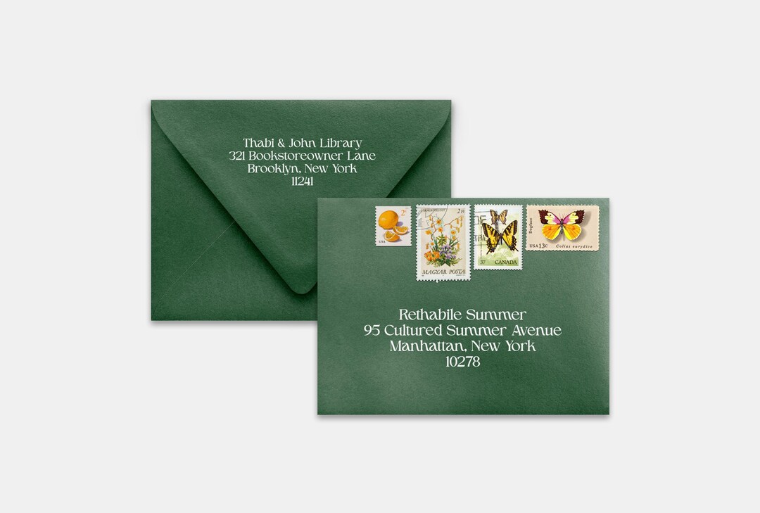 Forest Green Envelopes With White Ink Envelope Addressing, A7 Printed ...