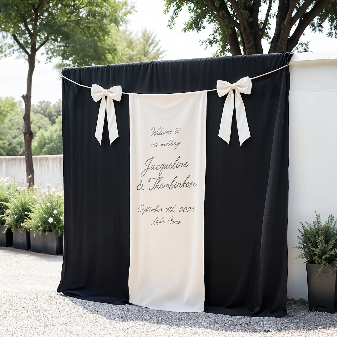 Quirky Wedding Linen Welcome Sign, Garden Wedding Welcome Sign, Linen ...