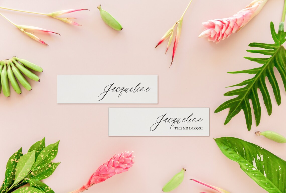 Printed Slim Placecards, 3.5x1" Personalized Wedding Name Cards ...
