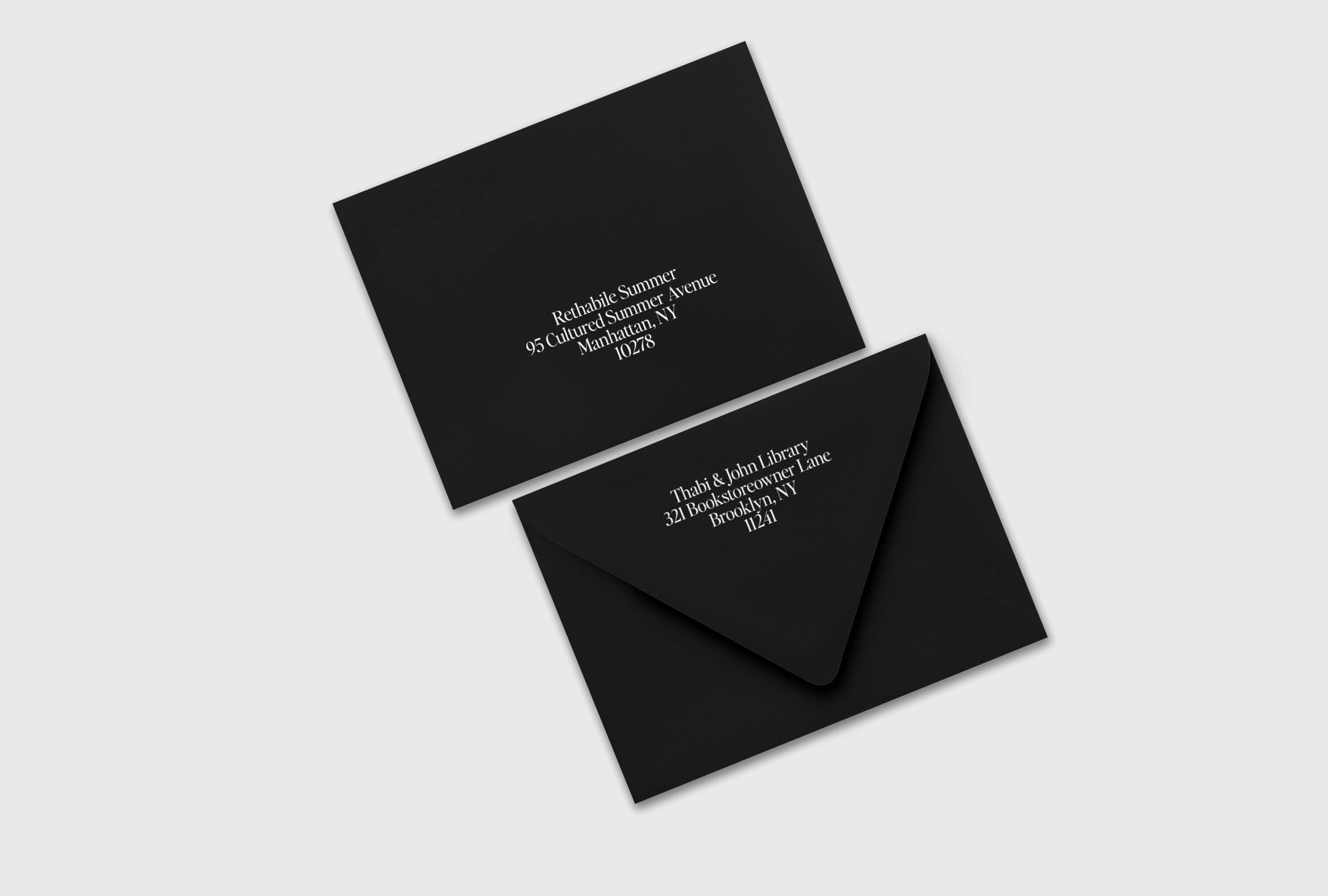 Modern Minimalist White Ink Envelope Addressing, Printed Dark Blue ...