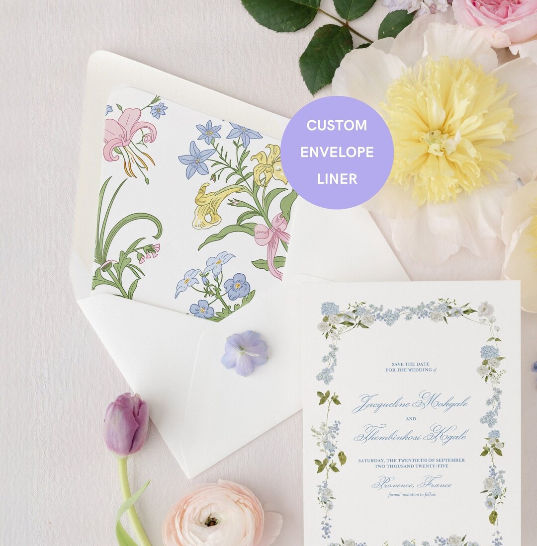 Custom Wedding Envelope Liners, Euro Flap Envelope Liner With Photo, A7 ...