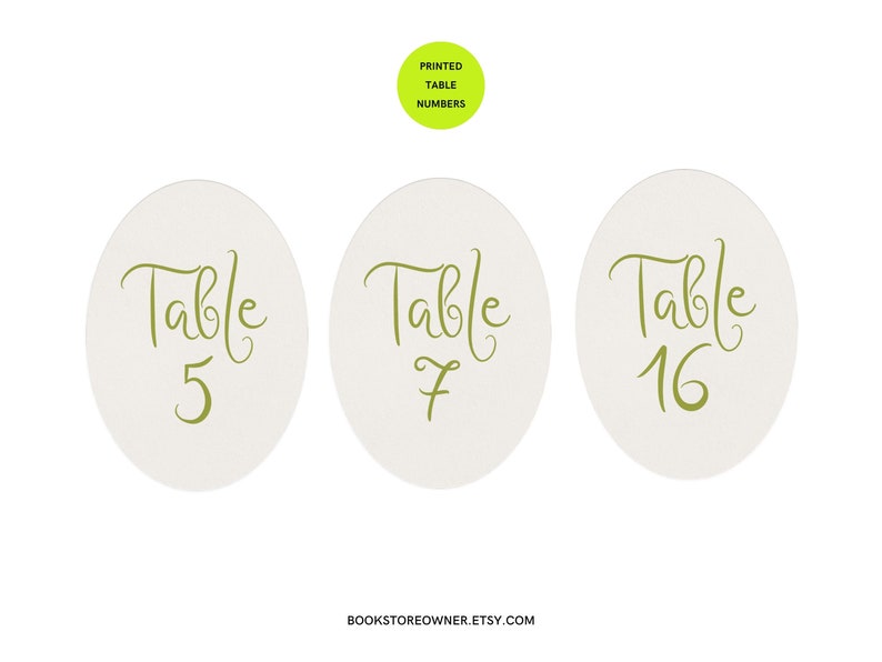 Apple Green Wedding Table Numbers, Oval Table Numbers, Quirky Wedding ...