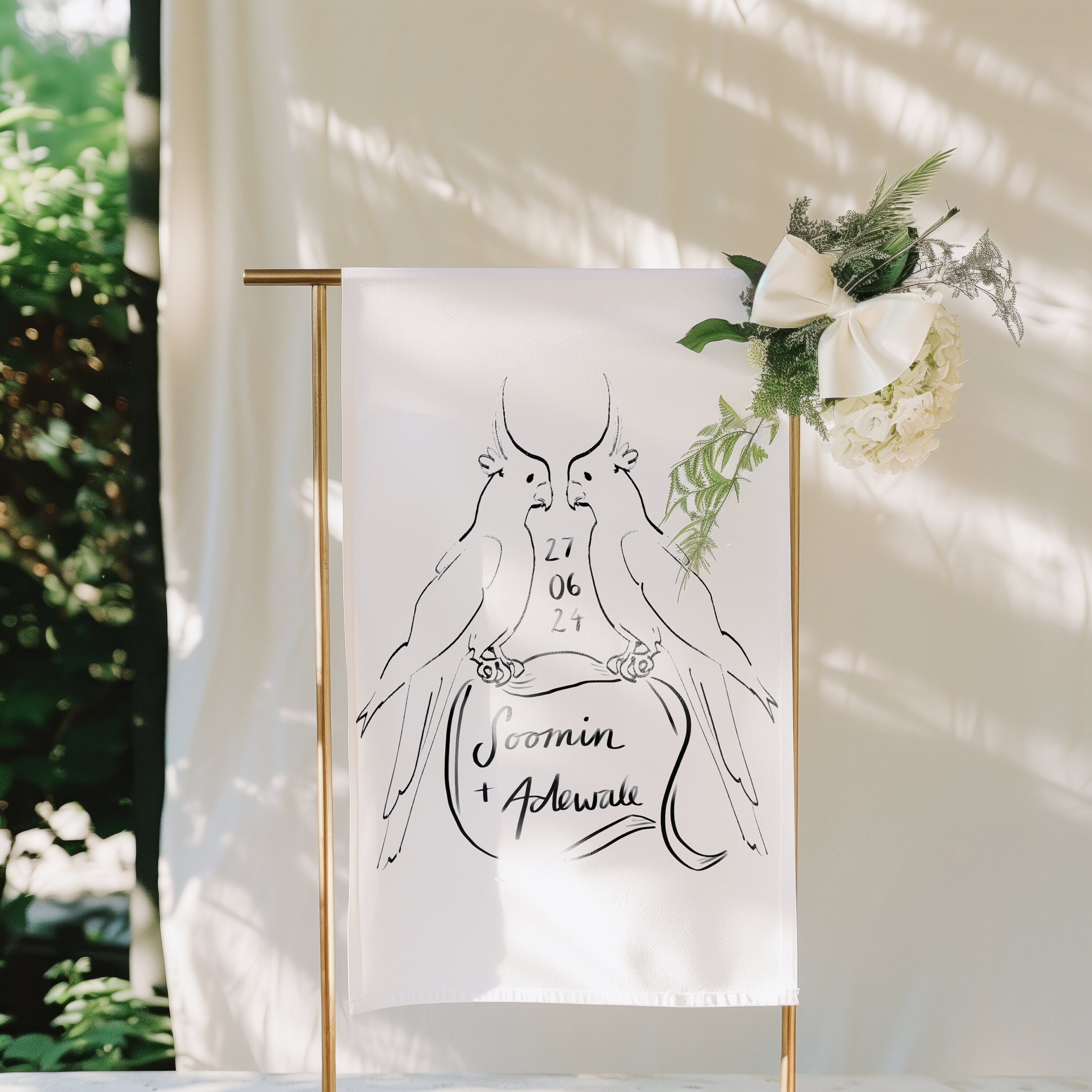 Whimsical Wedding Linen Sign With Custom Calligraphy, Handwritten ...