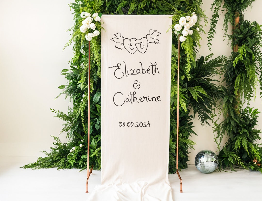 Wedding Dove Linen Sign | Linen Welcome Sign, Destination Wedding ...