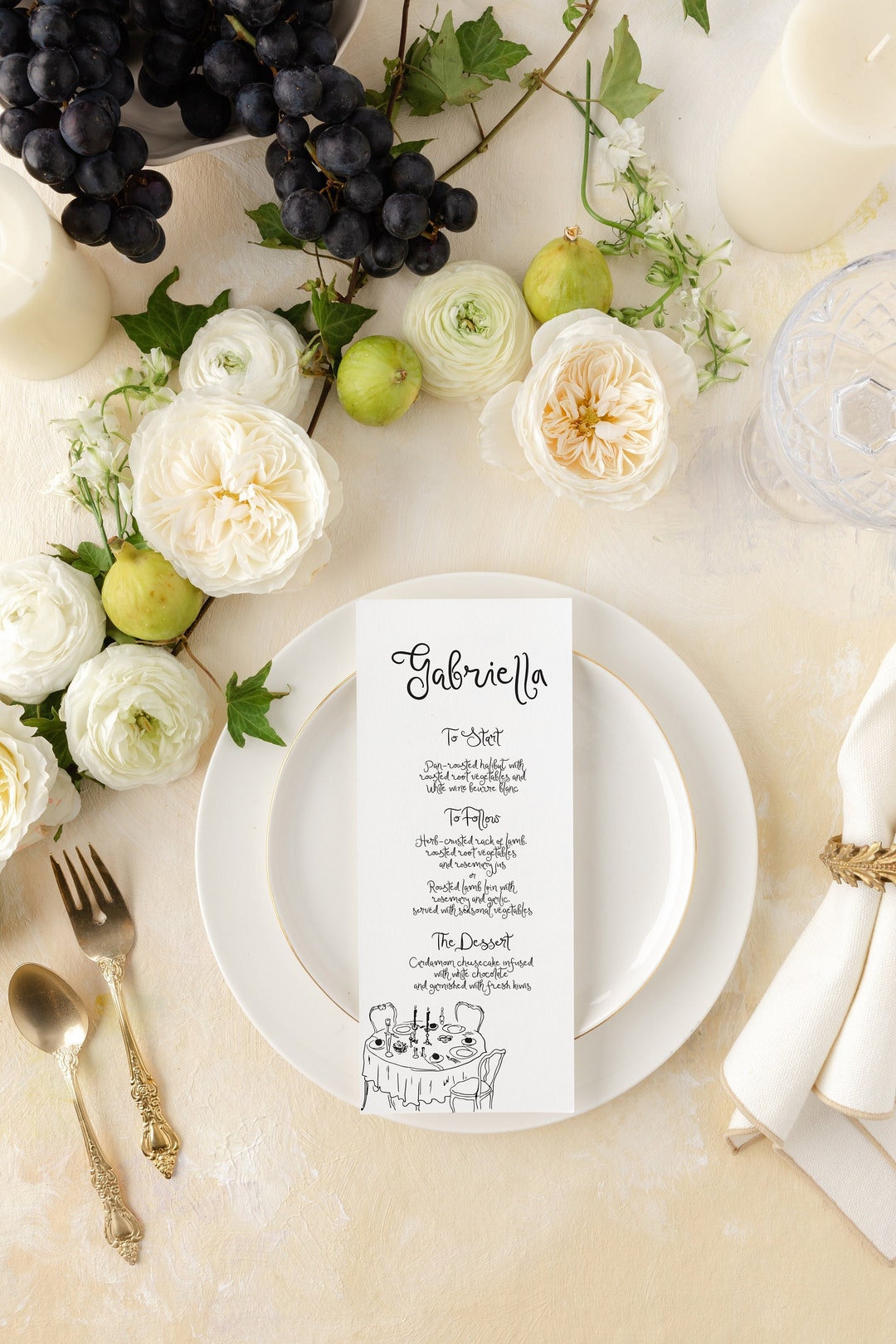 Handwritten Whimsical Wedding Dinner Menu Hand Drawn Quirky Wedding ...