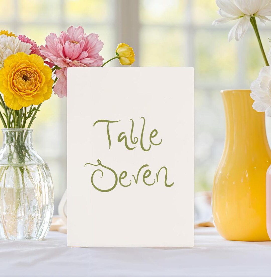 Apple Green Whimsical Wedding Table Numbers, 5 X 7 Modern Table Number ...