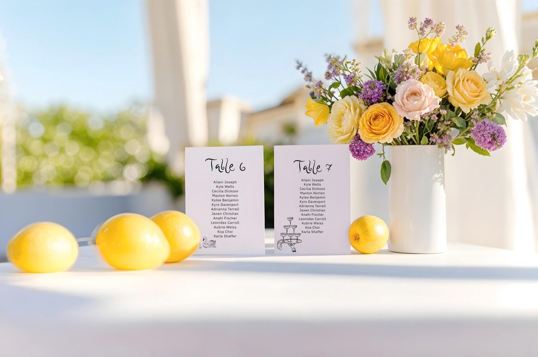 Tuscany Wedding Seating Card Template, Whimsical Wedding Mirror Seating ...