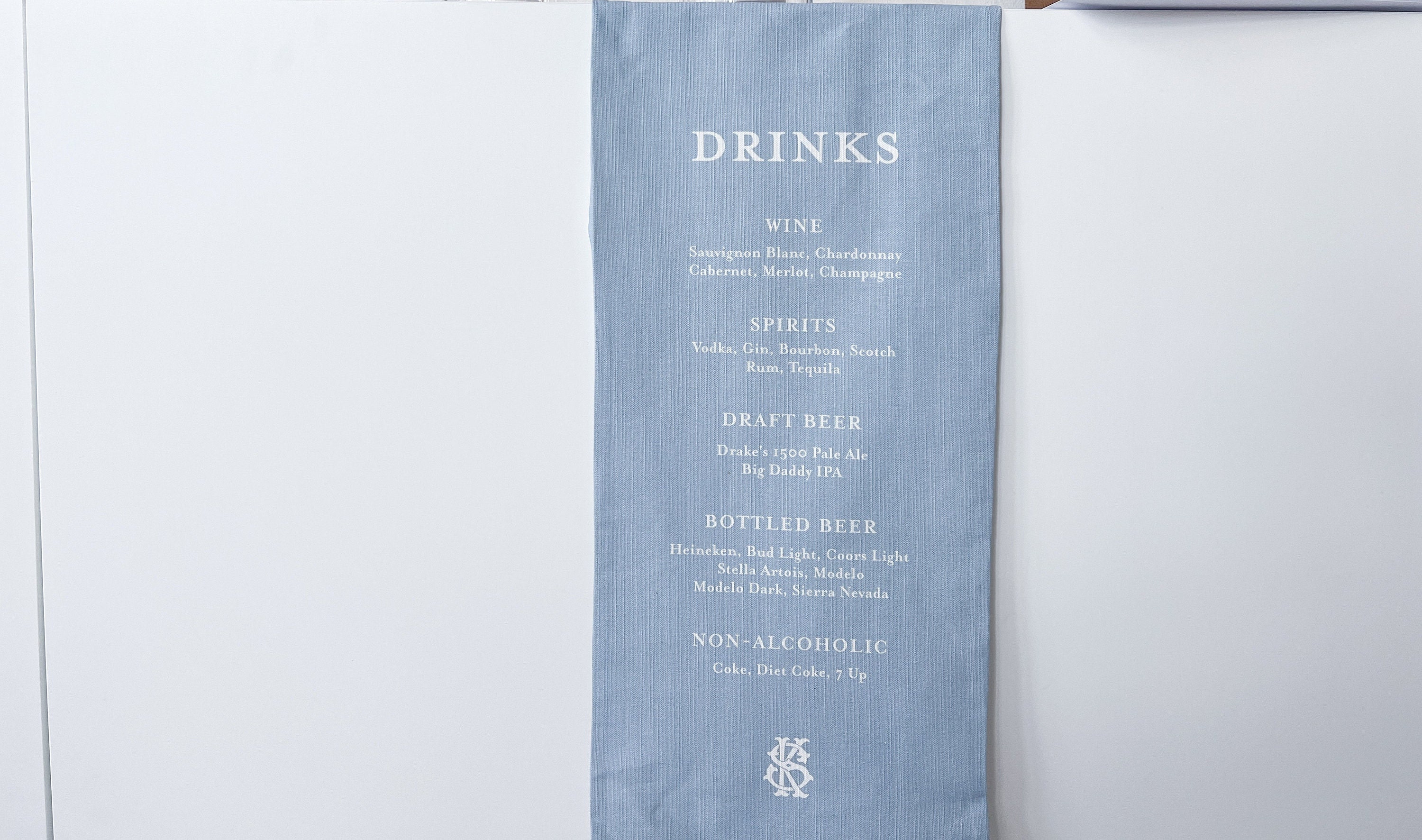 Dusty Blue Linen Bar Sign, Signature Cocktails Linen Bar Sign, Custom ...