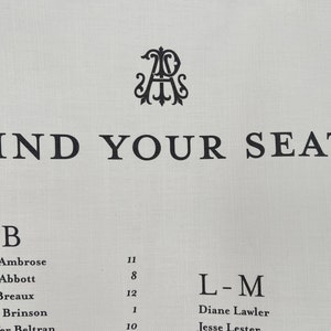 Modern Linen Seating Chart | Fabric Table Plan, Table Plan Sign, Custom ...