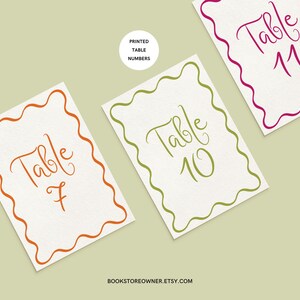 Quirky Printed Table Numbers | 5 X 7 Custom Handdrawn Whimsical Wedding ...