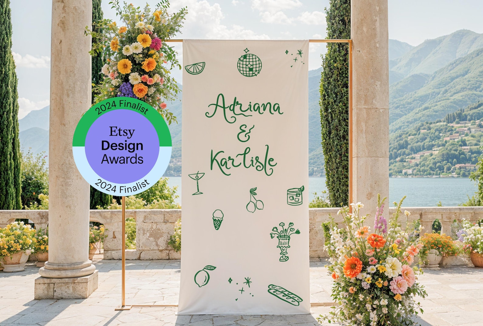 Custom Illustrated Linen Sign, Hand Drawn Colorful Sign, Quirky Wedding ...