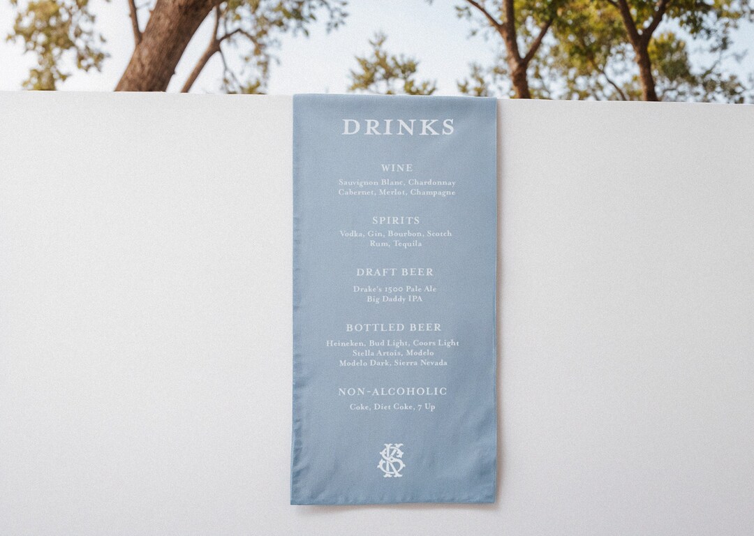 Dusty Blue Linen Bar Sign, Signature Cocktails Linen Bar Sign, Custom ...