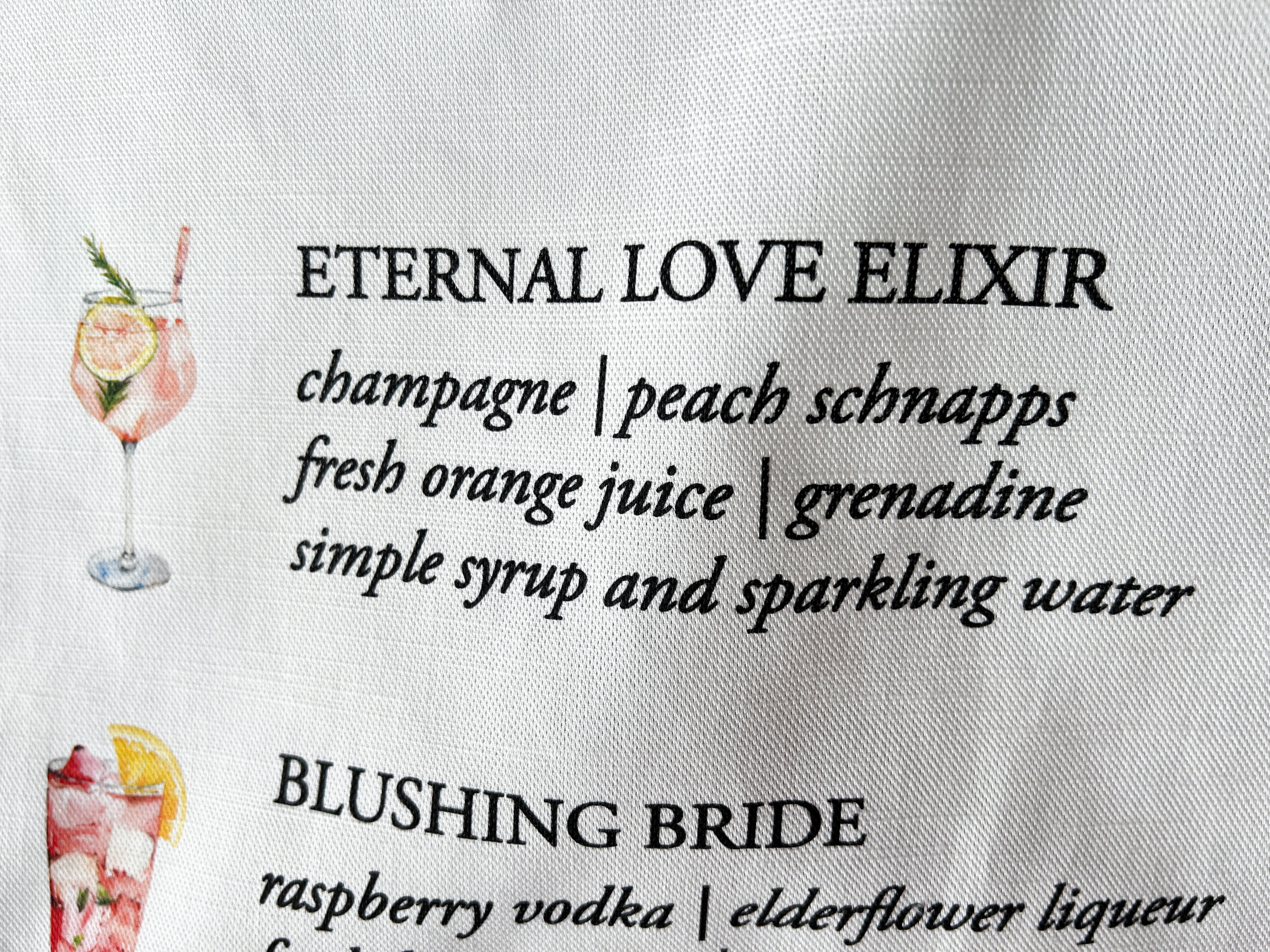 Wedding Open Bar Linen Sign Bundle Minimalist Bar Menu Fabric Sign ...