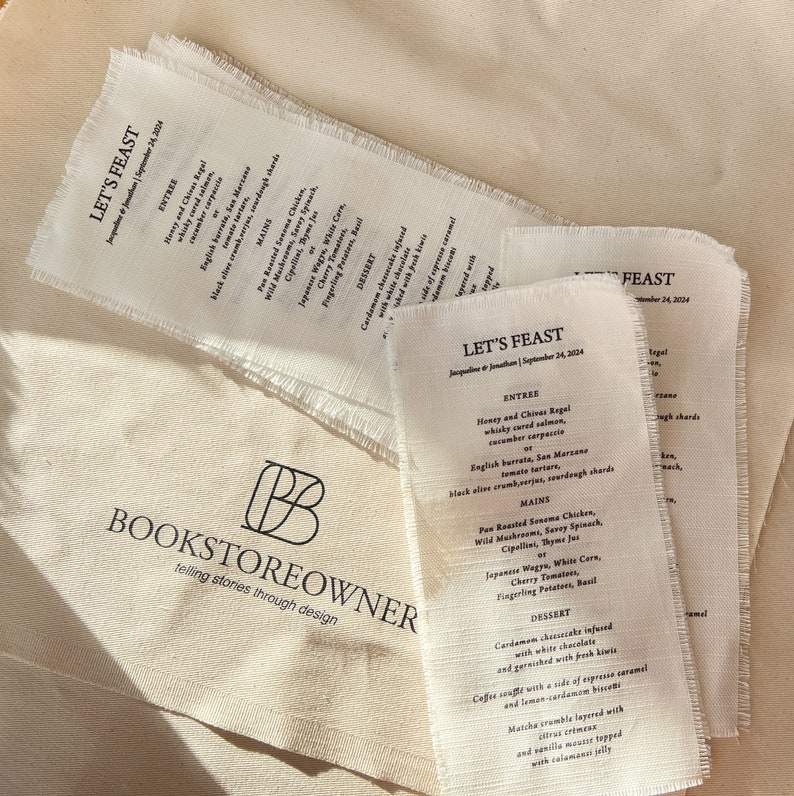 Let's Eat Personalized Linen Dinner Menus Destination Wedding, Italian ...