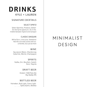 Open Bar Linen Sign, Linen Fabric Bar Menu, Colorful Signature Cocktail ...