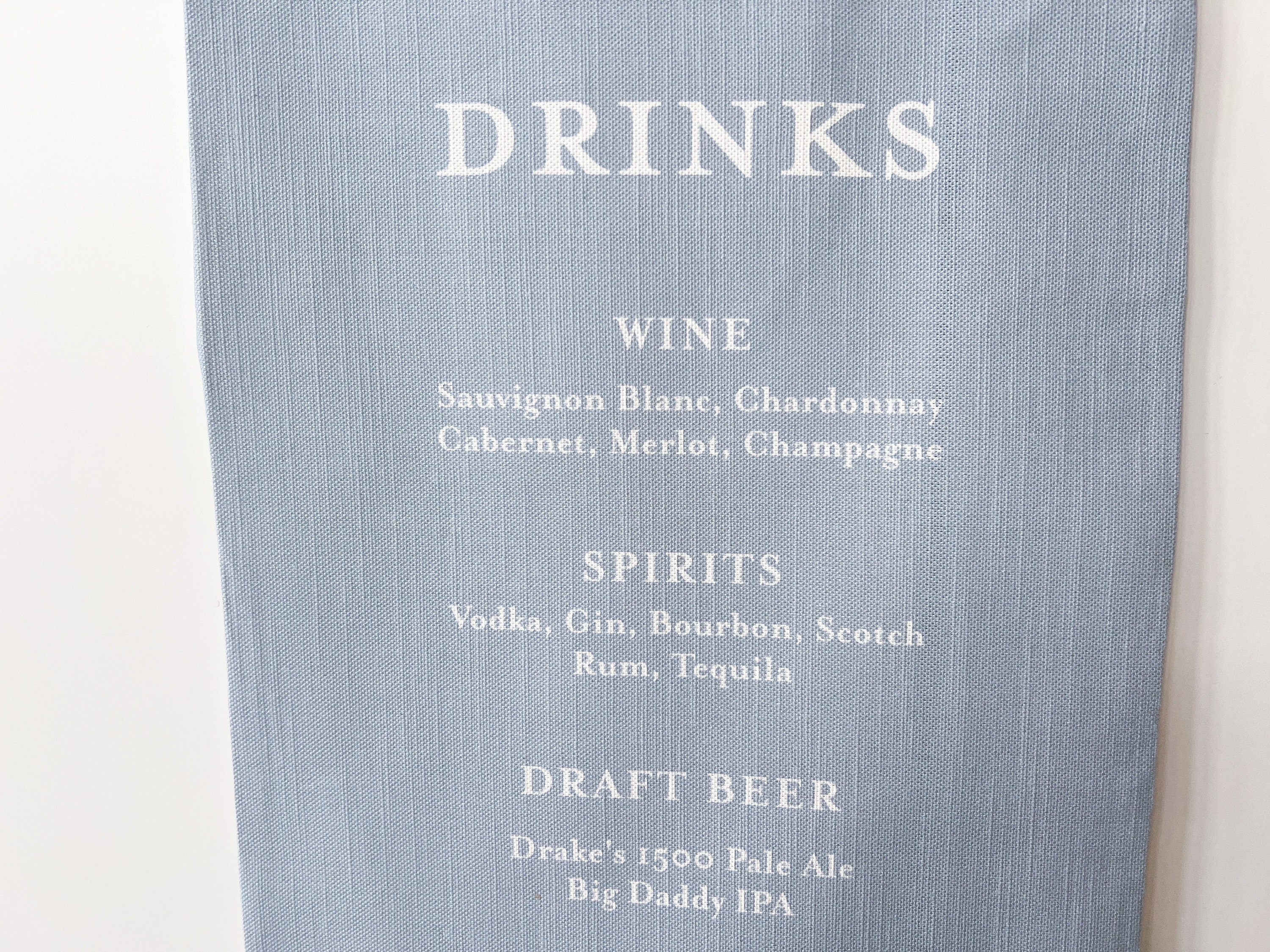 Dusty Blue Linen Bar Sign, Signature Cocktails Linen Bar Sign, Custom ...