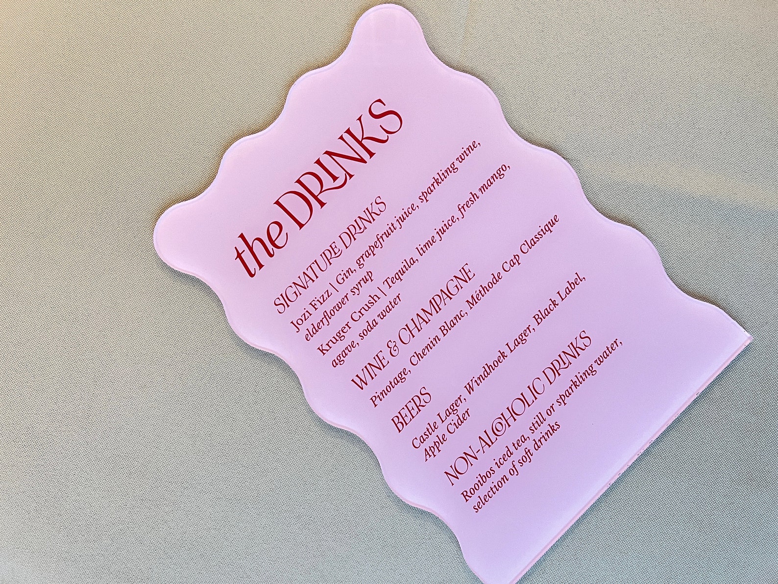 Wavy Signature Drinks Sign Acrylic Wedding Bar Menu Acrylic Sign ...