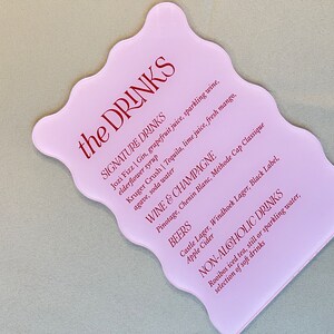 Wavy Signature Drinks Sign Acrylic Wedding Bar Menu Acrylic Sign ...