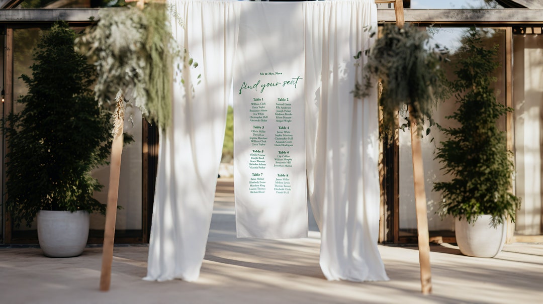 Linen Seating Chart | Find Your Seat Fabric Seating Chart, Alphabetical ...
