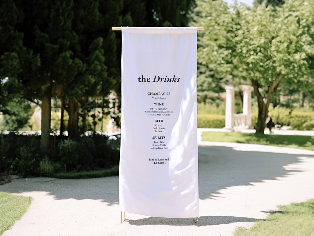 Wedding Open Bar Linen Sign Bundle Minimalist Bar Menu Fabric Sign ...
