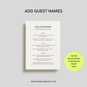 Whimsical Wedding Oval Shaped Menu Cards With Guest Names | Custom ...