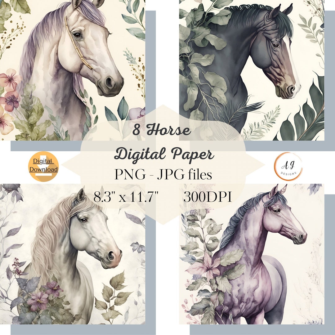 8 Horse Digital Paper, Horse PNG, Horse Printable, Horse Designs, Horse ...